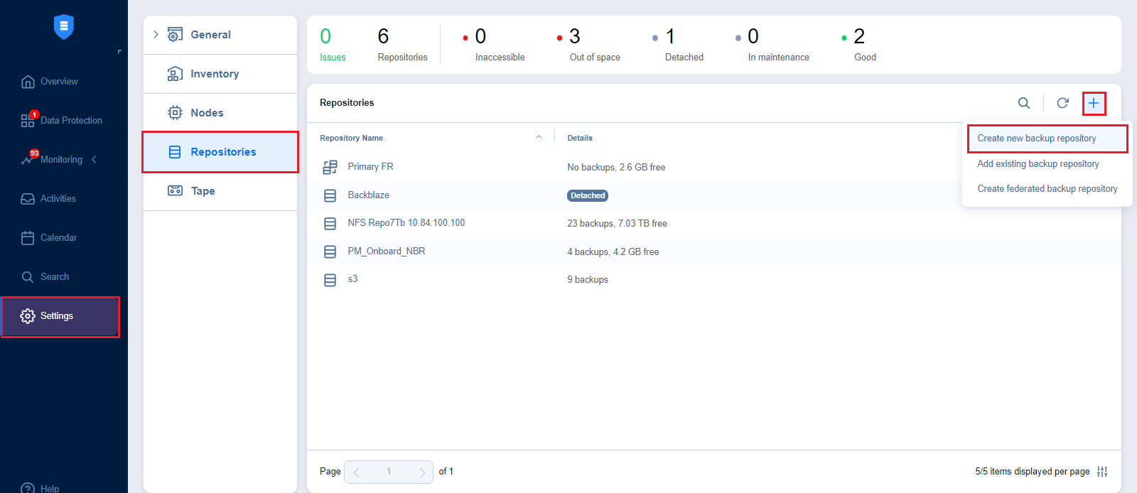 Creating Backup Repositories